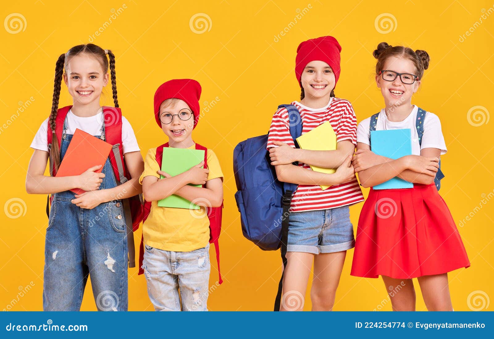 Group of Happy Schoolkids with Backpacks Stock Photo - Image of ... Group of Happy Schoolkids with Backpacks Stock Photo - Image of ...