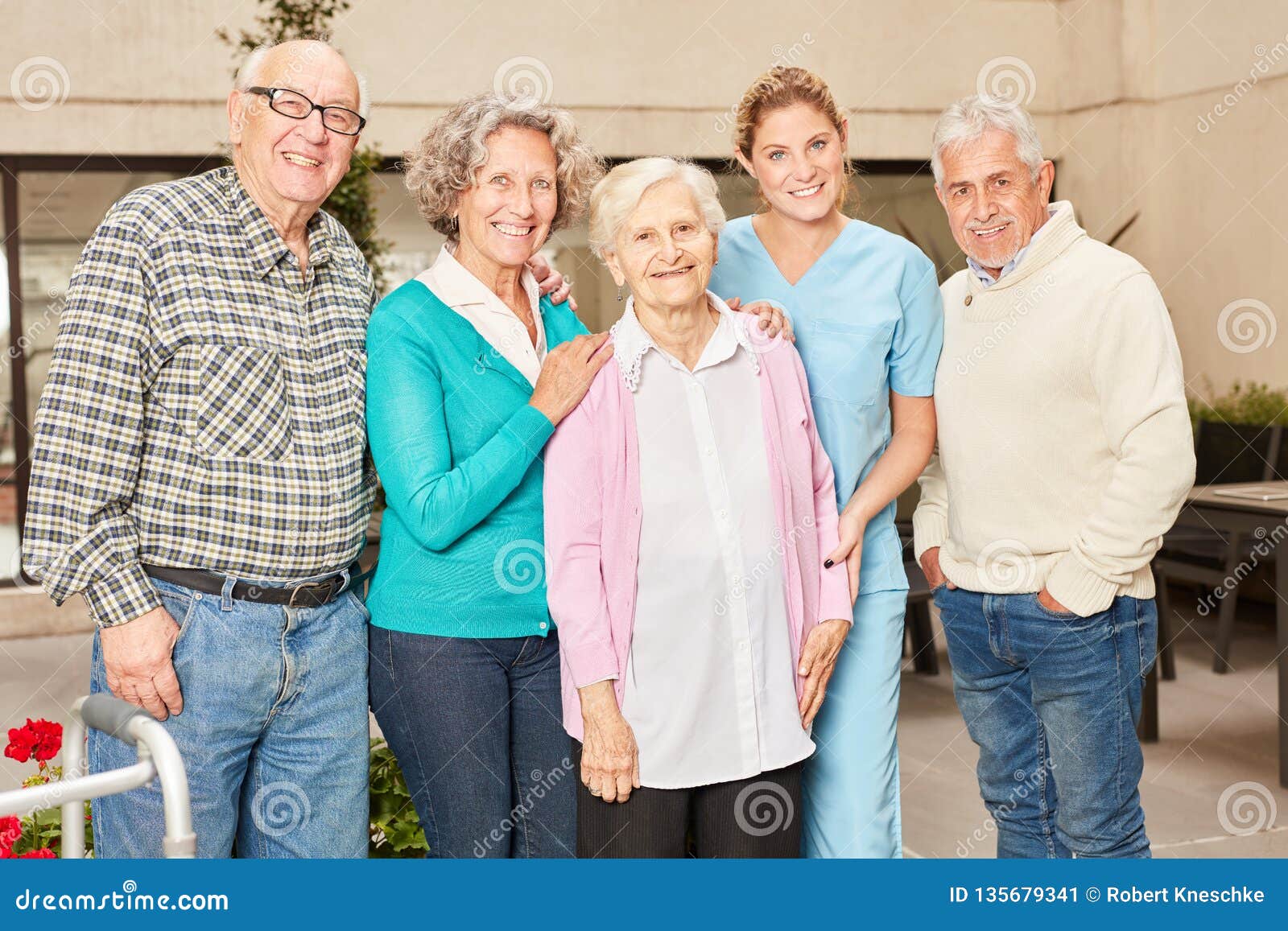 Group of Happy Seniors in Retirement Home Stock Image - Image of people ...