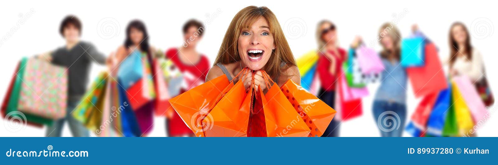 Group of Happy Shopping Customers. Stock Photo - Image of beautiful ...