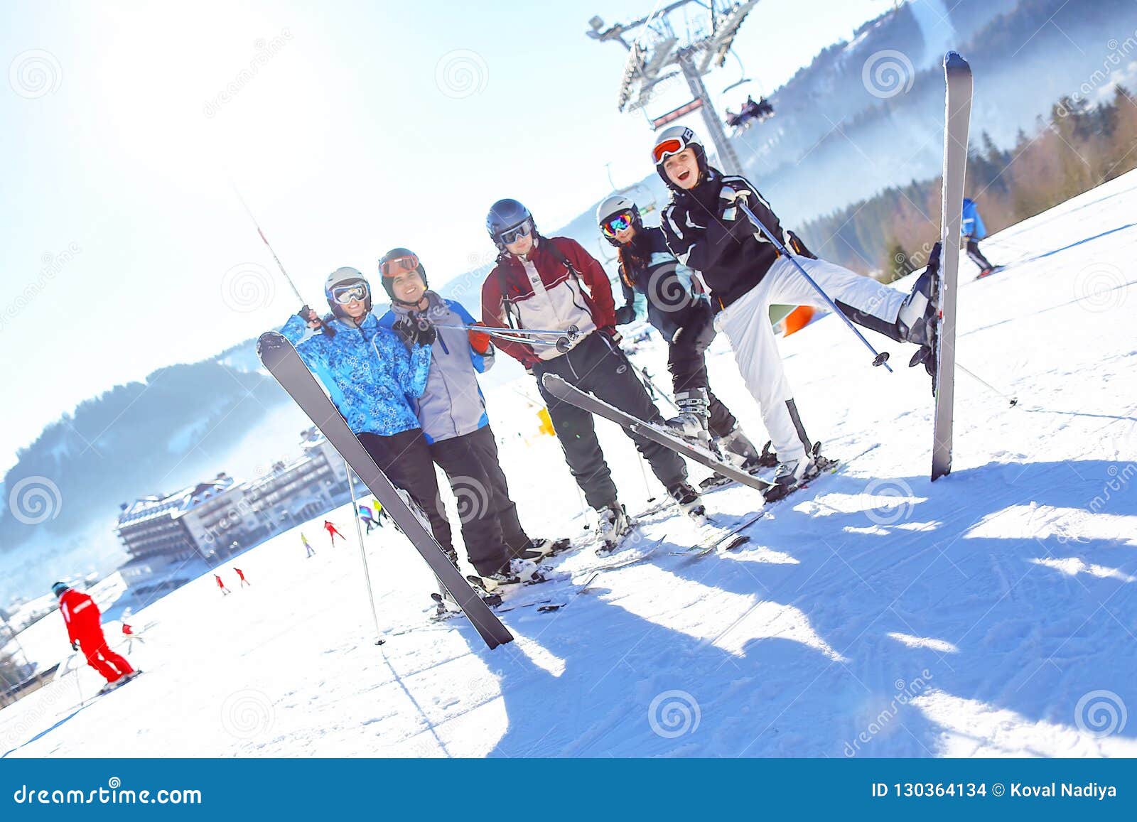 Group of Happy Skiers Smiling - Skiers Having Fun on the Snow ...