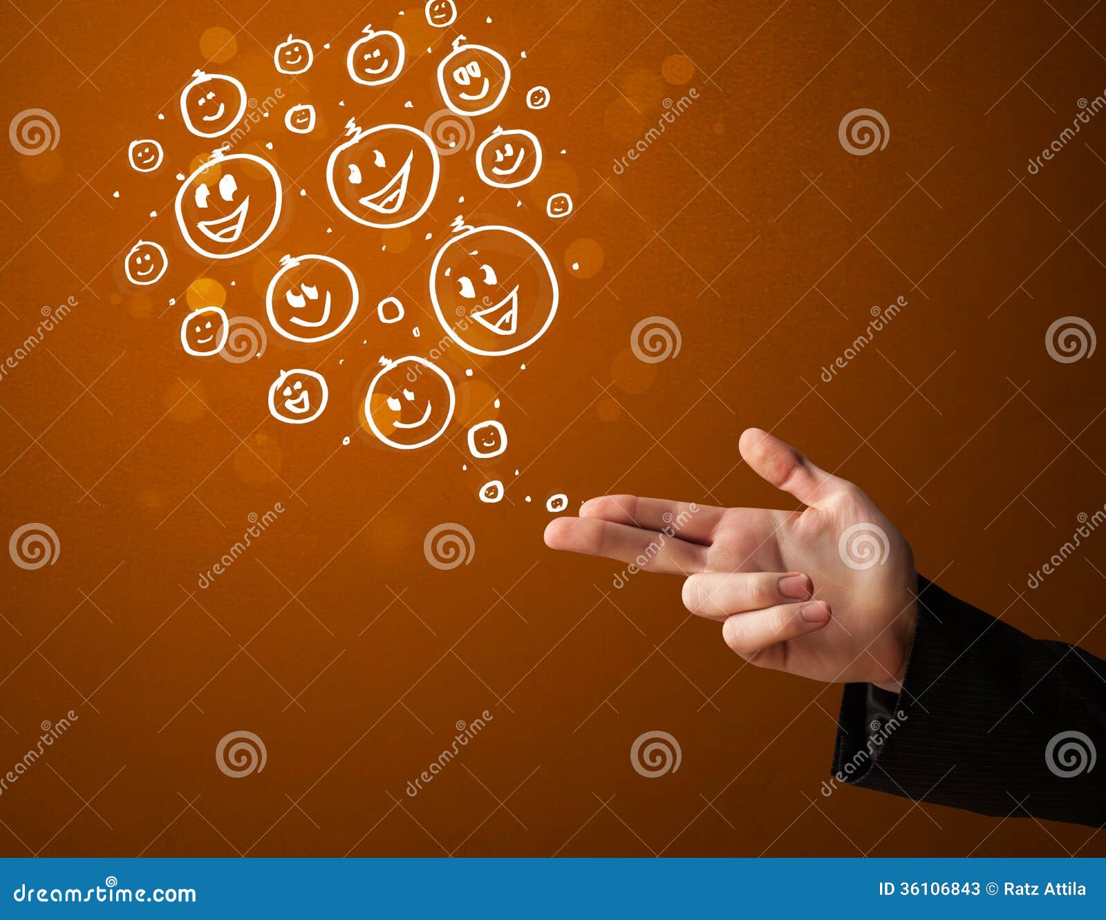 Group of Happy Smiley Faces Coming Out of Gun Shaped Hands Stock ...