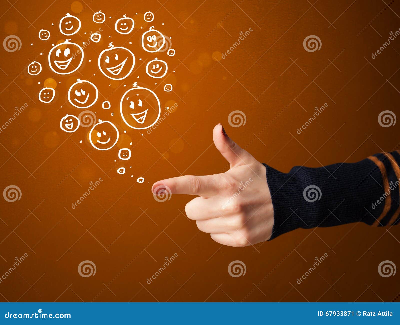 Group Of Happy Smiley Faces Coming Out Of Gun Shaped Hands Royalty-Free ...