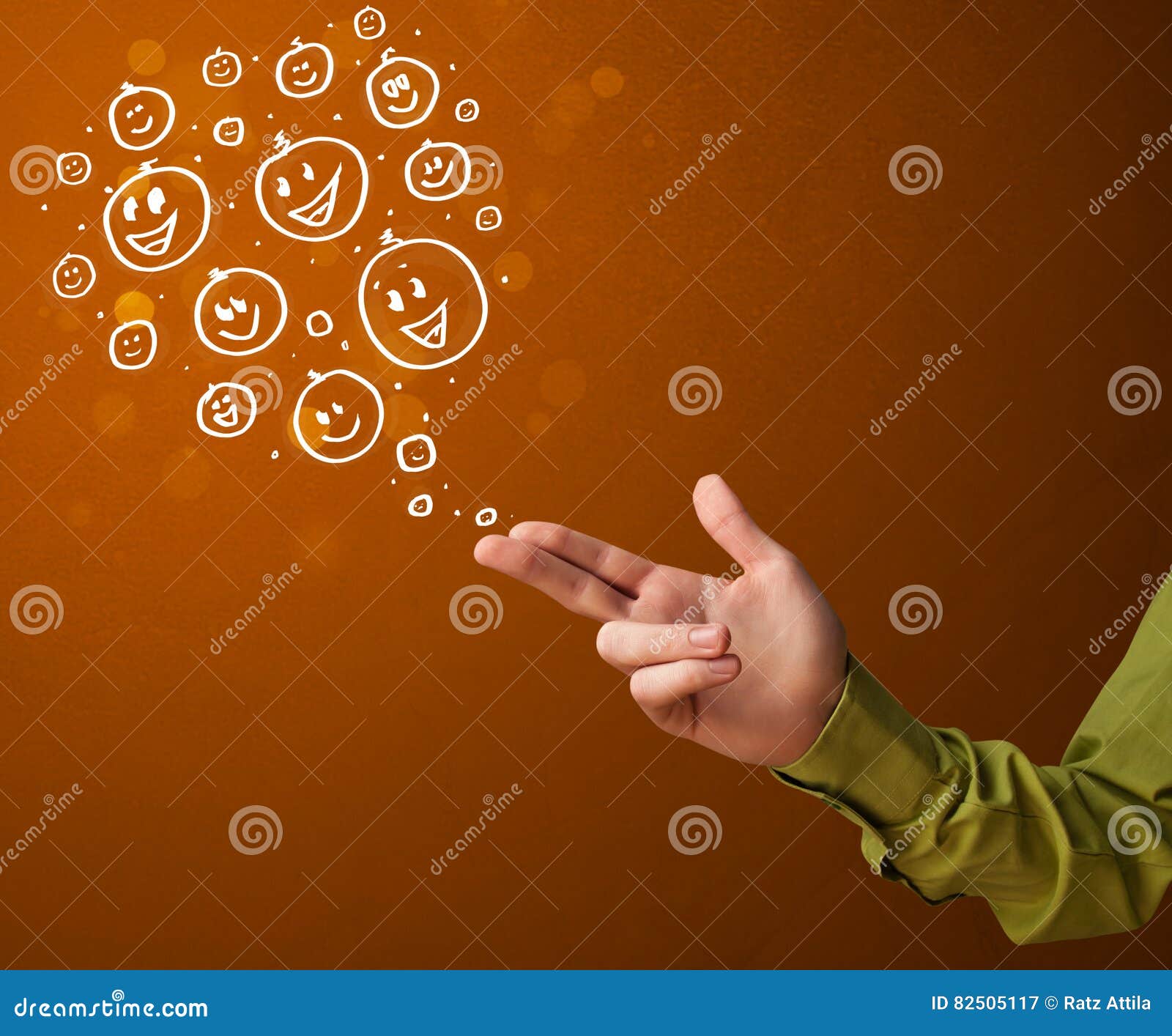Group of Happy Smiley Faces Coming Out of Gun Shaped Hands Stock Image ...