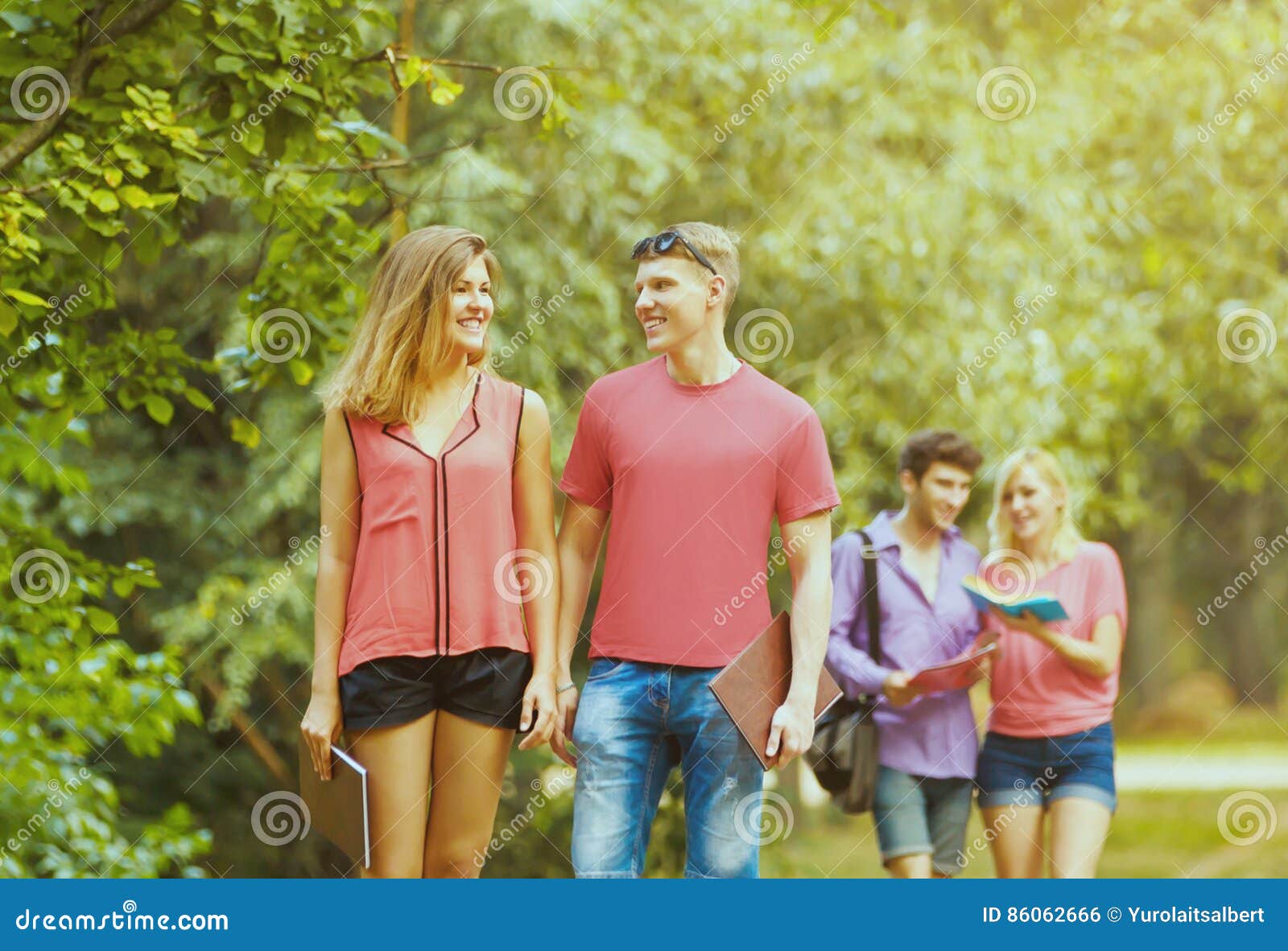 Group of Happy Students Come and Discuss Training in the Park Stock ...