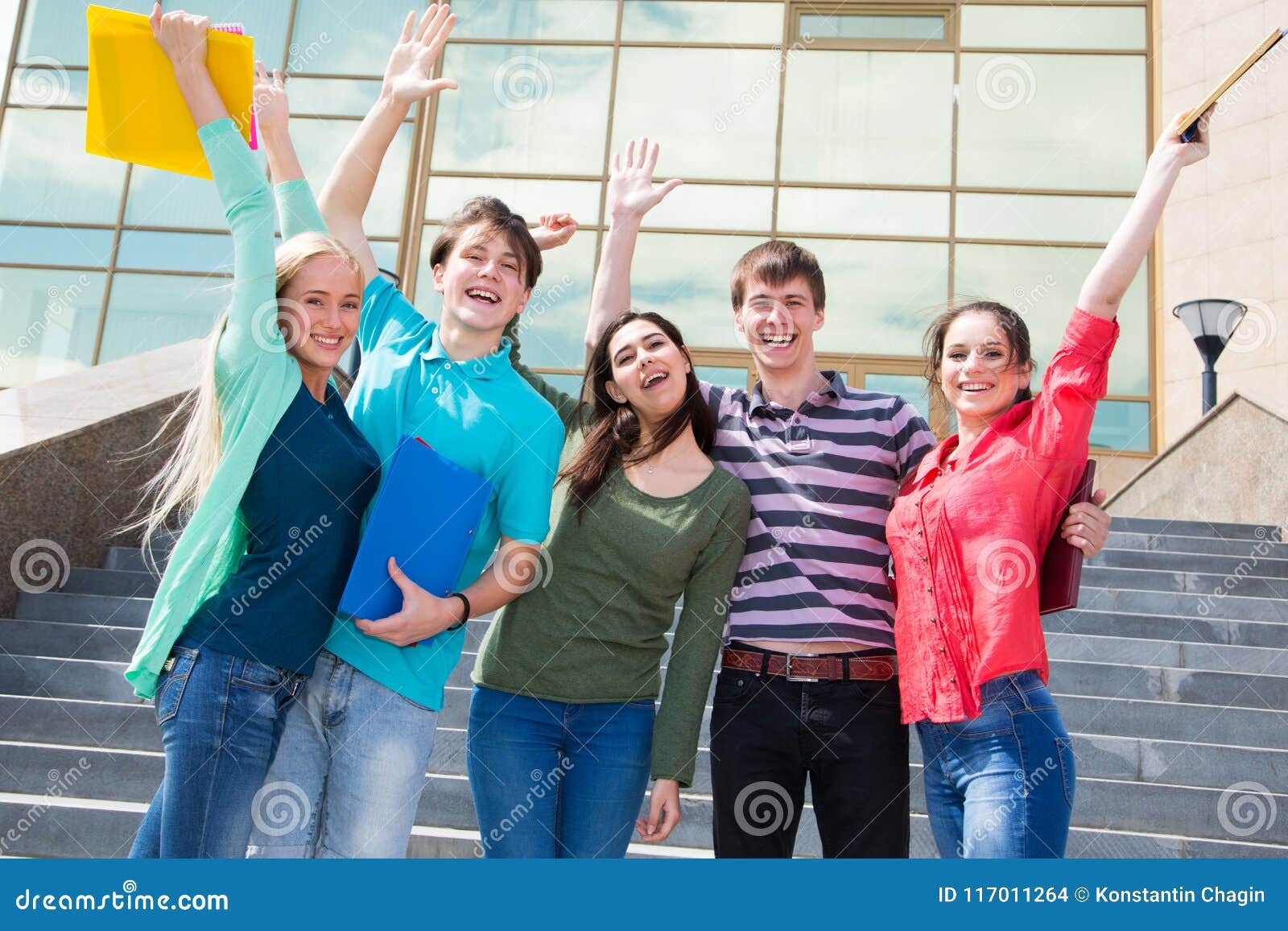 Happy Students Jumping for Joy after the Exam Stock Photo - Image of ...