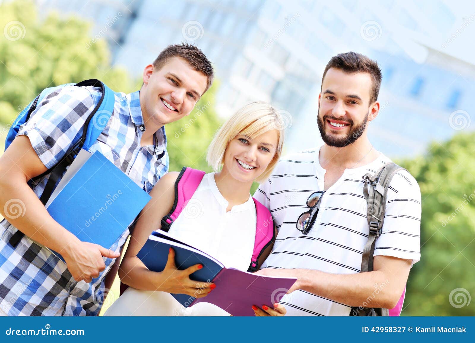 Group of Happy Students Learning in the Park Stock Image - Image of ...