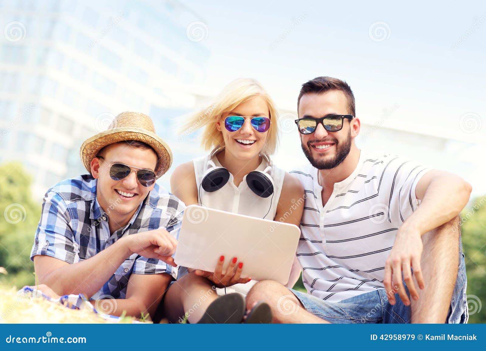 Group of Happy Students Learning in the Park Stock Image - Image of ...