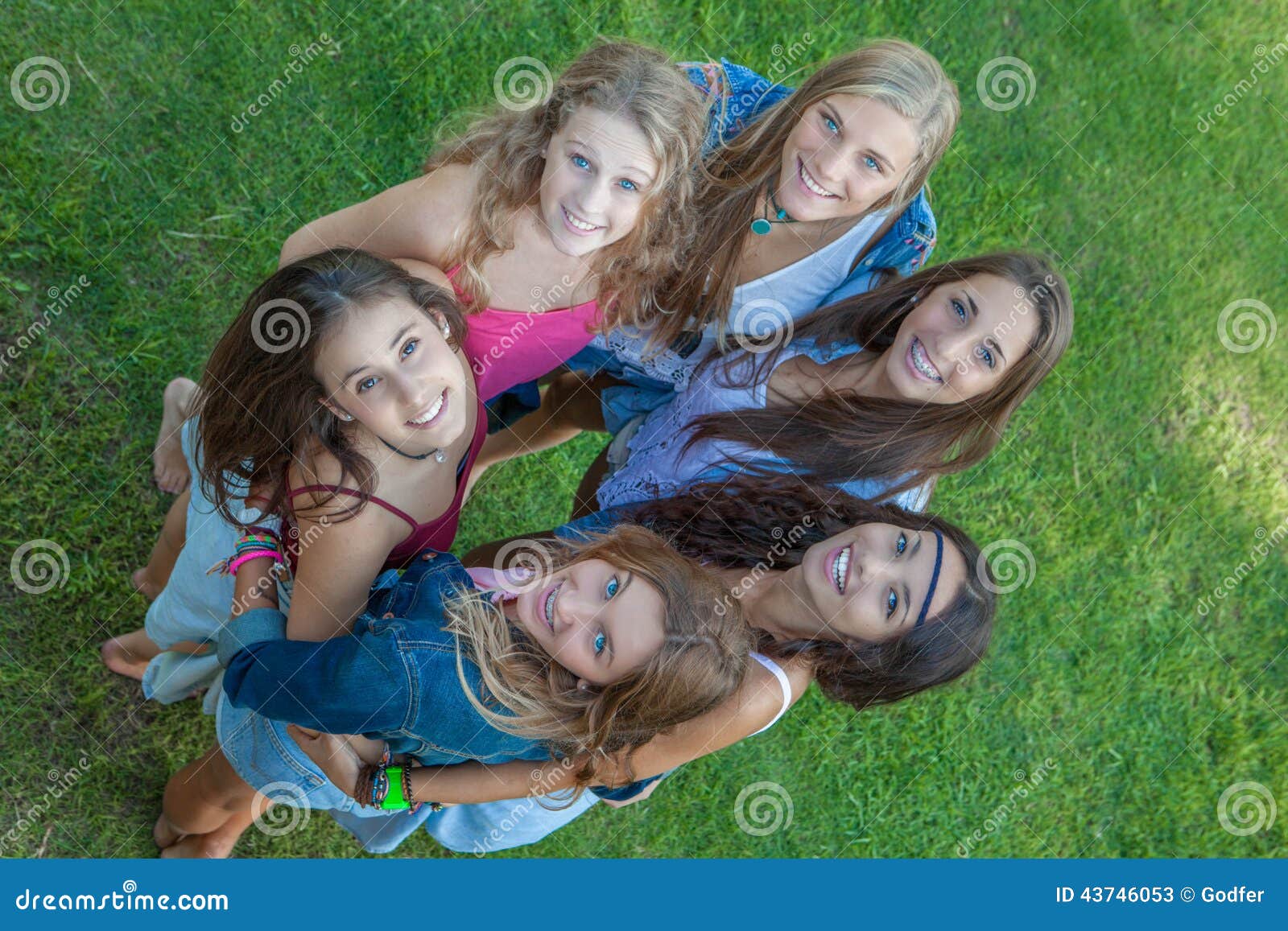 Group of Happy Students Looking Up Stock Image - Image of happy, girls ...