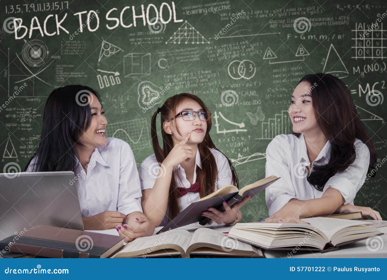 Group of Happy Students Studying in Class Stock Photo - Image of ...