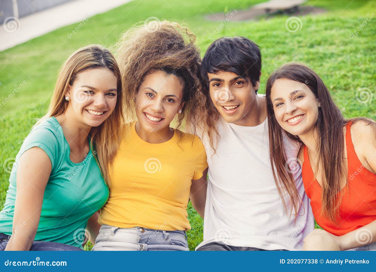 Group of Happy Teenagers in the Park Stock Photo - Image of girls ...