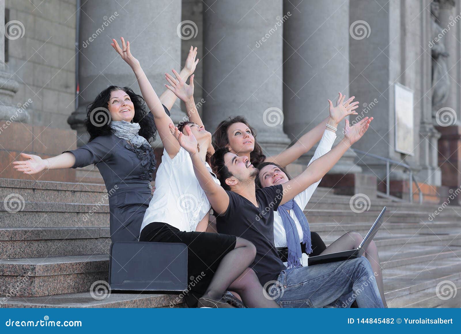 Group of Happy University Students in Front of University Building ...