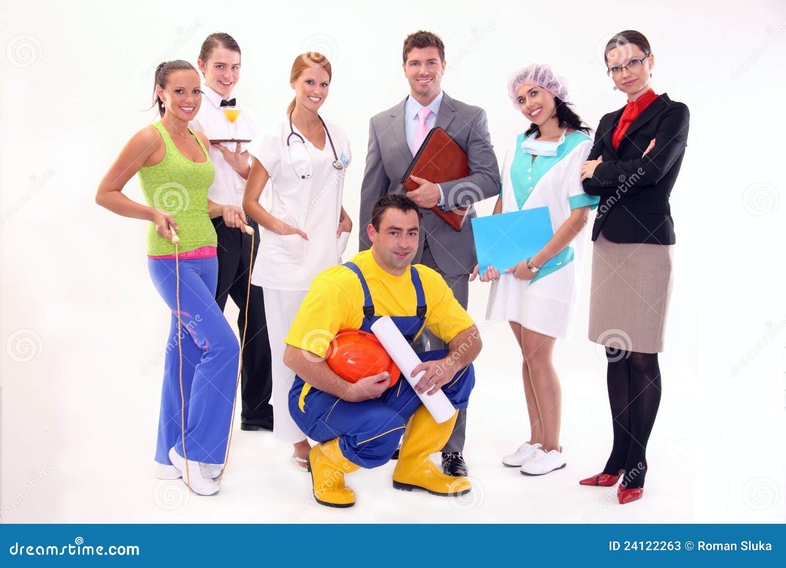 Group of happy workers stock image. Image of mixed, studio - 24122263