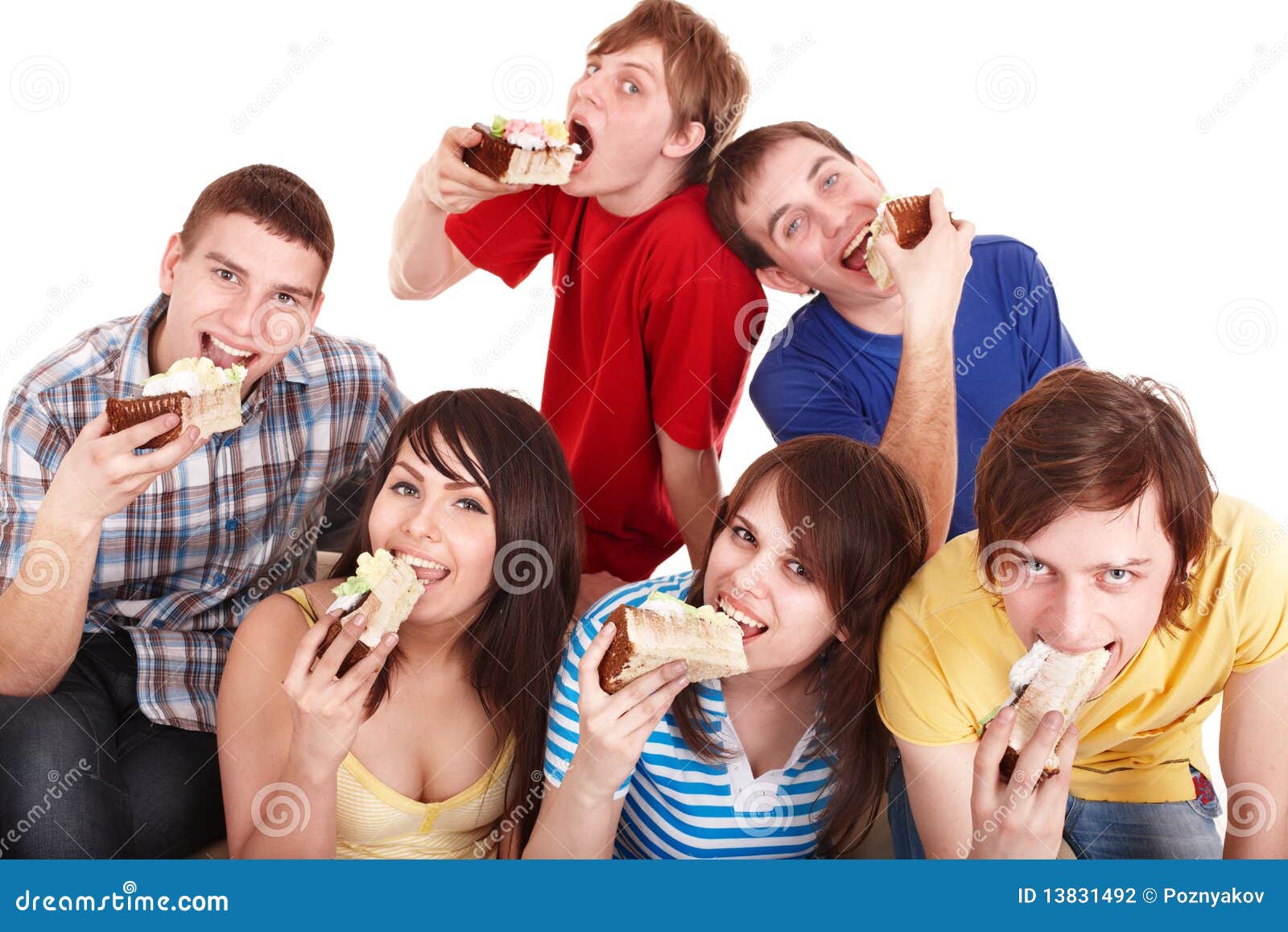 Group of Happy Young People with Cake. Stock Photo - Image of happiness ...