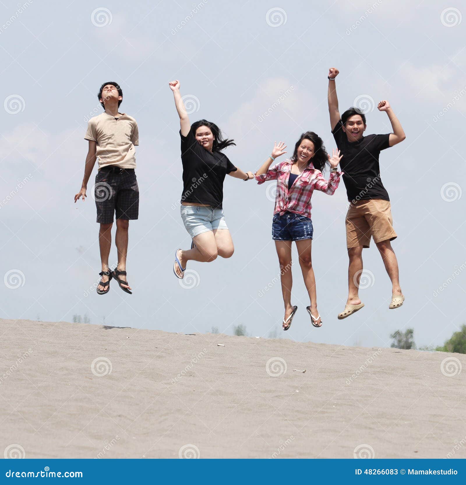 Group of Happy Young People Enjoy with Jumping Stock Image - Image of ...