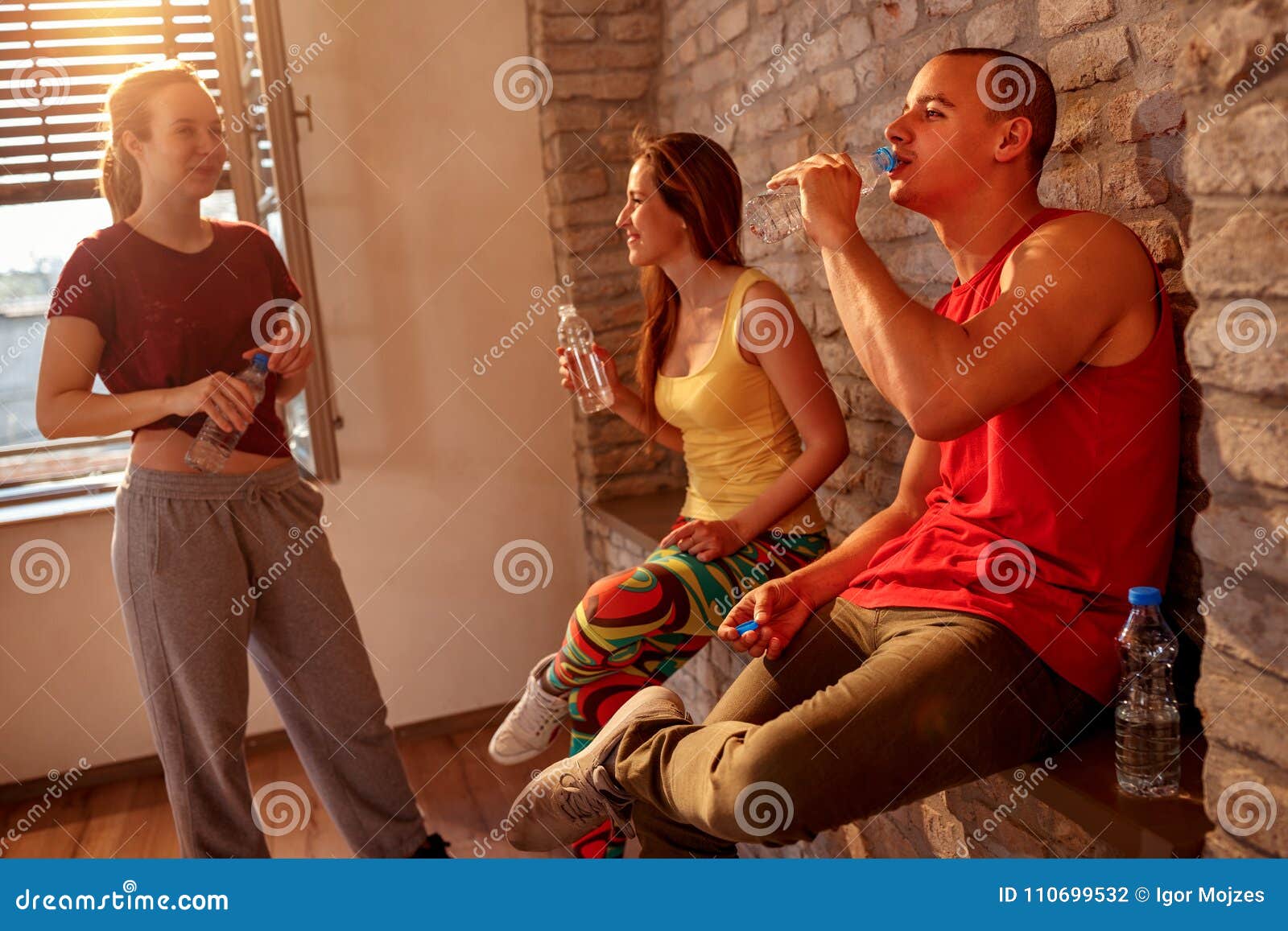Happy Young People Having a Break at Dances in Studio Stock Photo ...