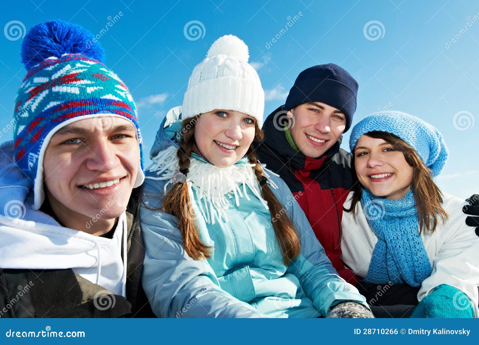 Group of Happy Young People in Winter Stock Photo - Image of cold, team ...