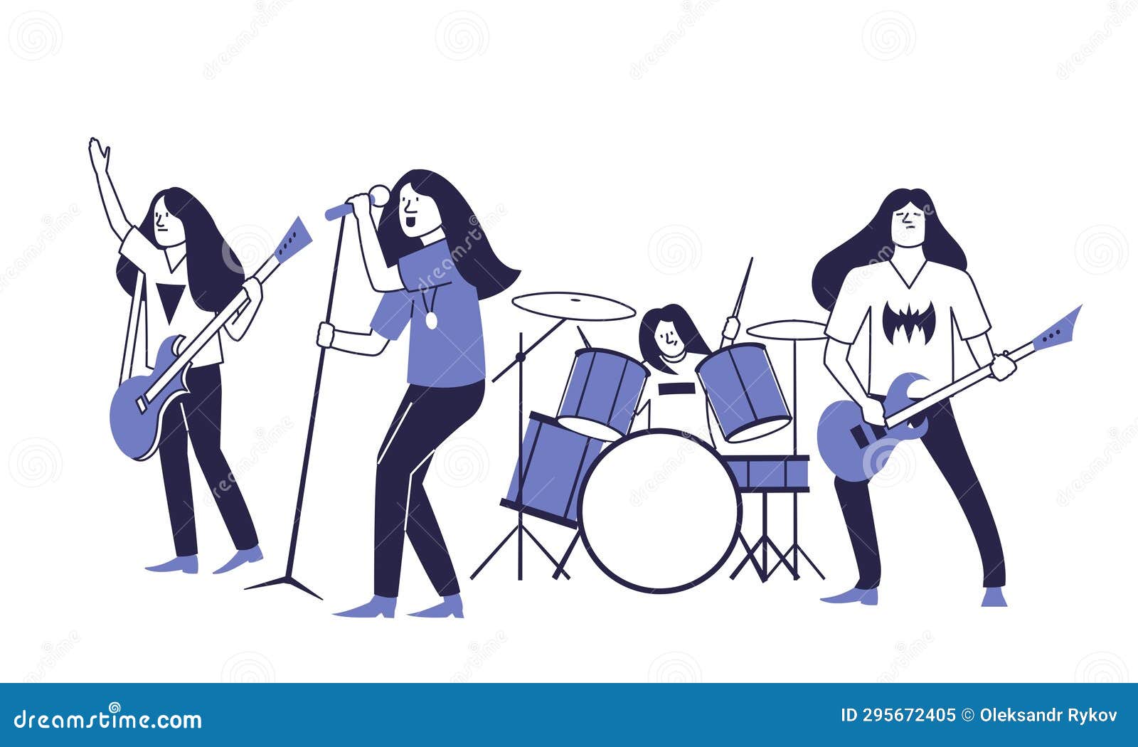 Rock Musicians Set, Rock Stars Characters, Male Singer And Guitarists ...