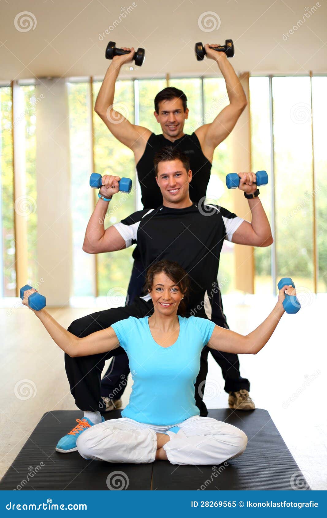 Group Having with Dumbbells in Gym Stock Image - Image of lifestyle ...