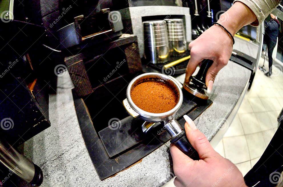 Group head coffee machine stock image. Image of foam - 88900159