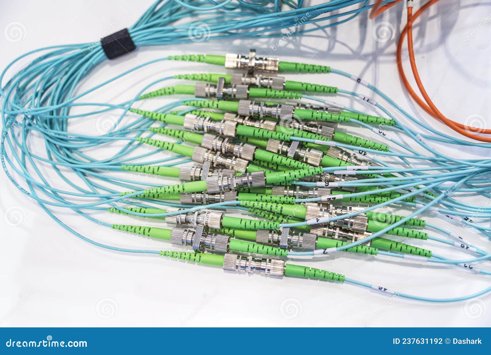 Group Head Connector Green Fiber Optic Network Cable Stock Photo ...