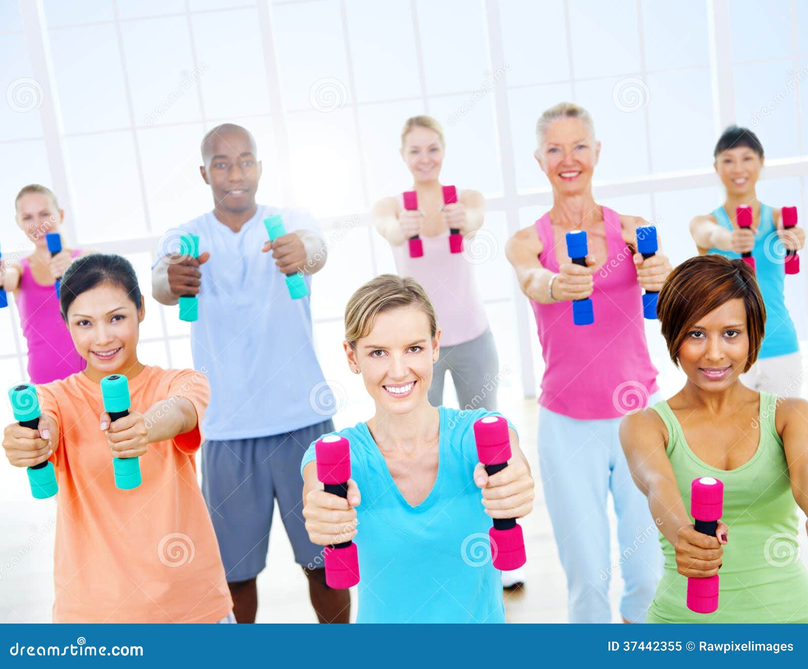 Group of Healthy People in the Fitness Stock Image - Image of exercise ...