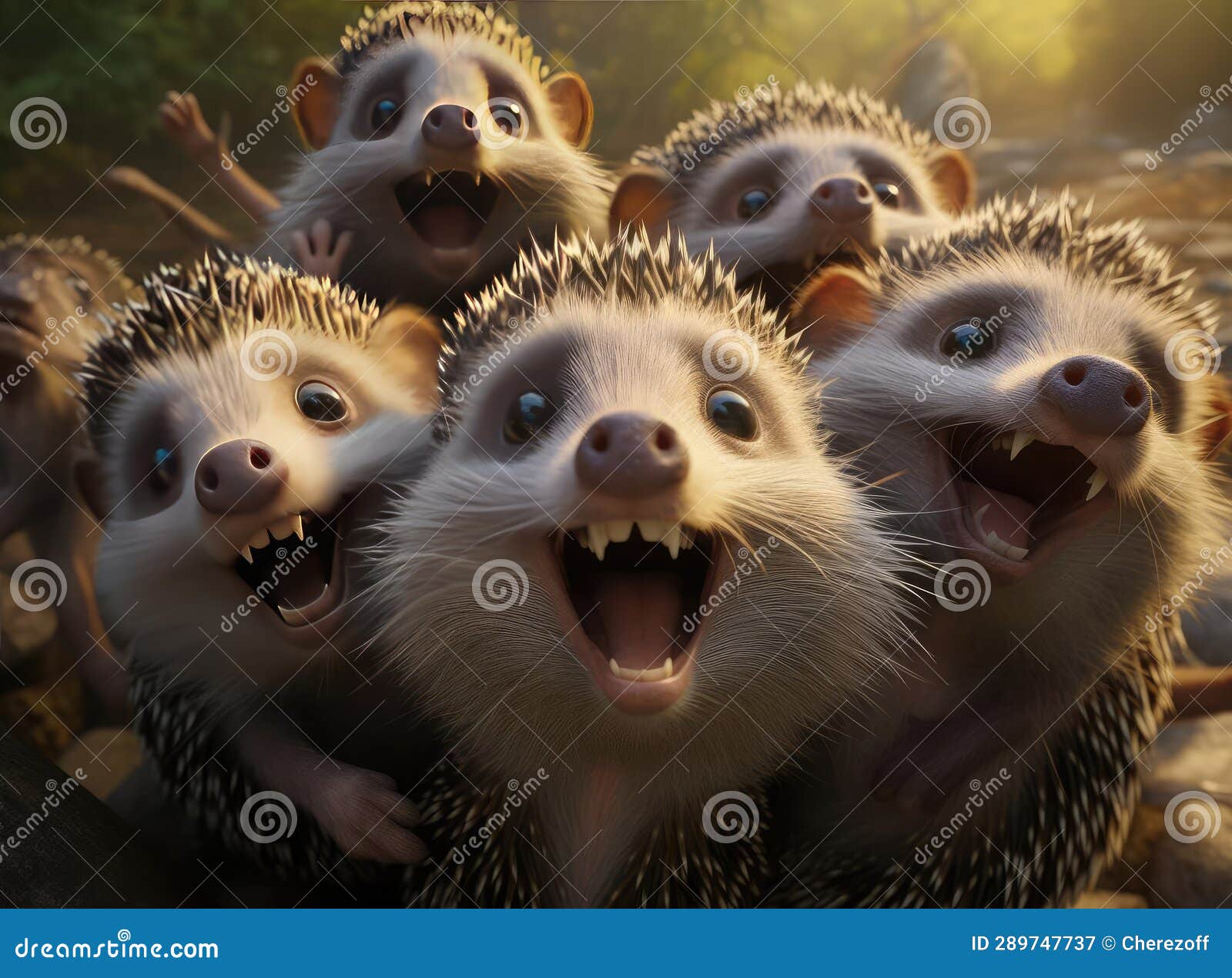 A group of hedgehogs stock illustration. Illustration of jungle - 289747737