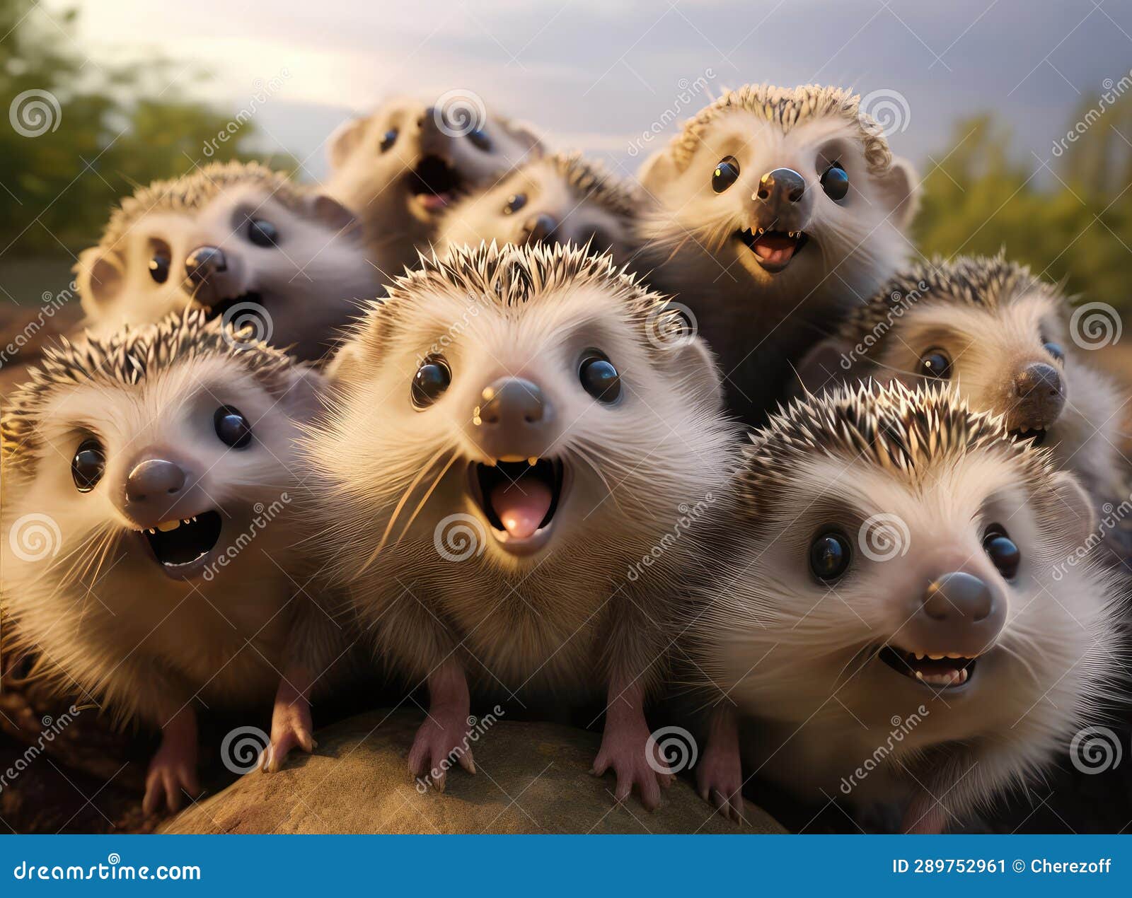 A group of hedgehogs stock illustration. Illustration of wild - 289752961