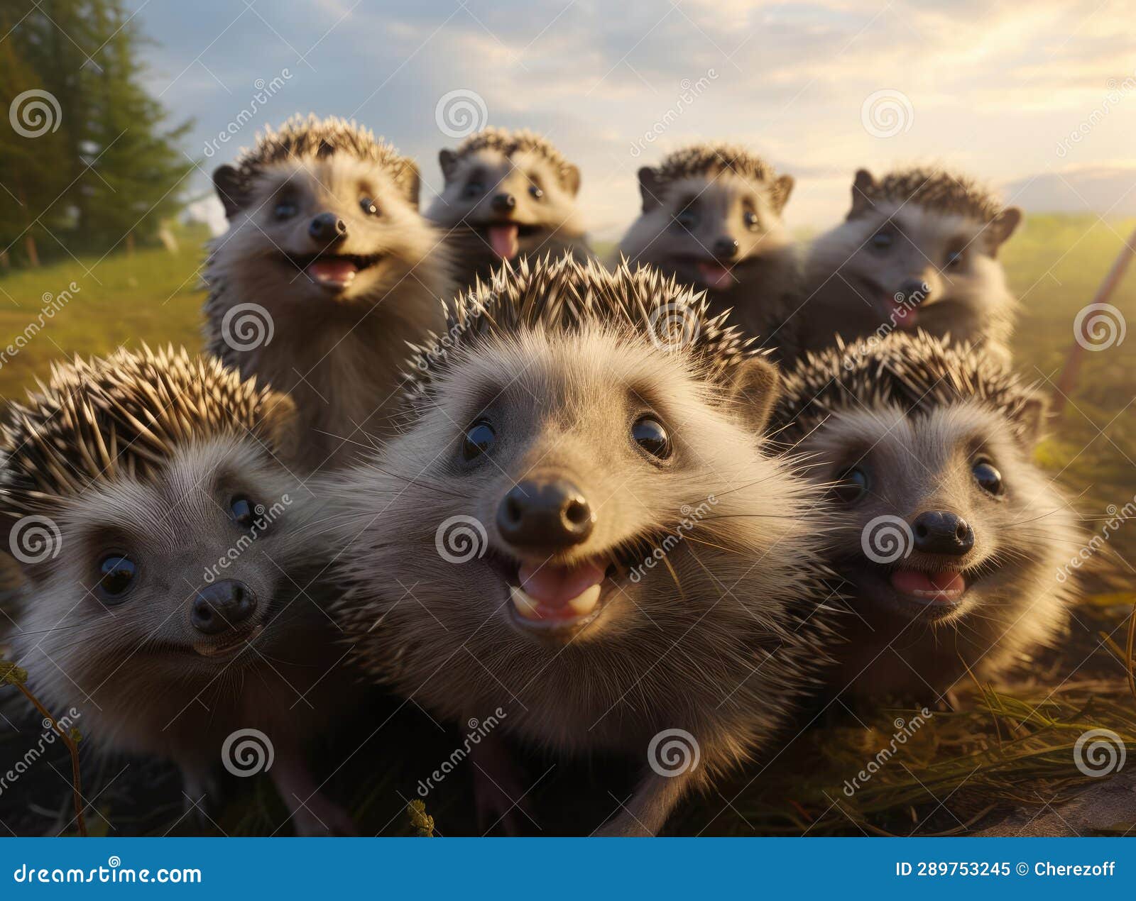 A group of hedgehogs stock illustration. Illustration of mammal - 289753245