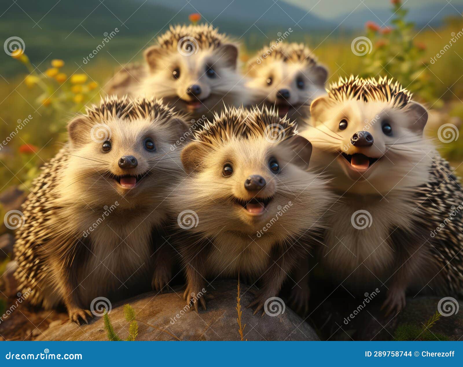 A group of hedgehogs stock illustration. Illustration of decoration ...