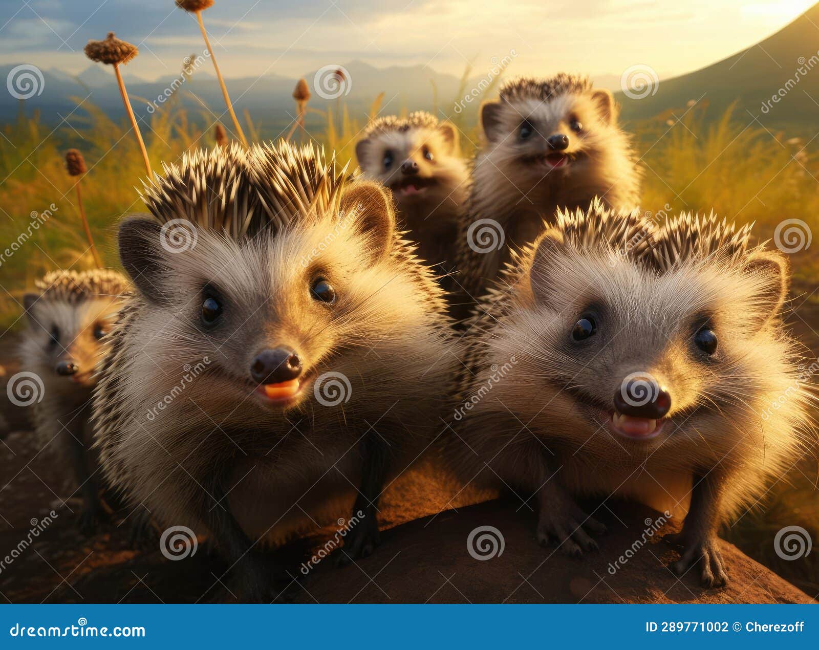 A group of hedgehogs stock illustration. Illustration of wildlife ...