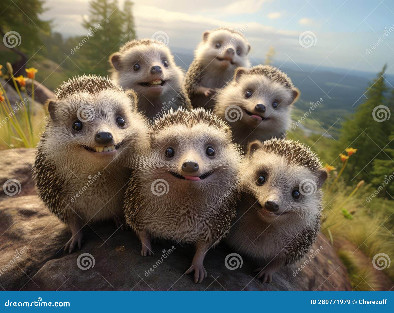 A group of hedgehogs stock image. Image of rodent, happy - 289771979