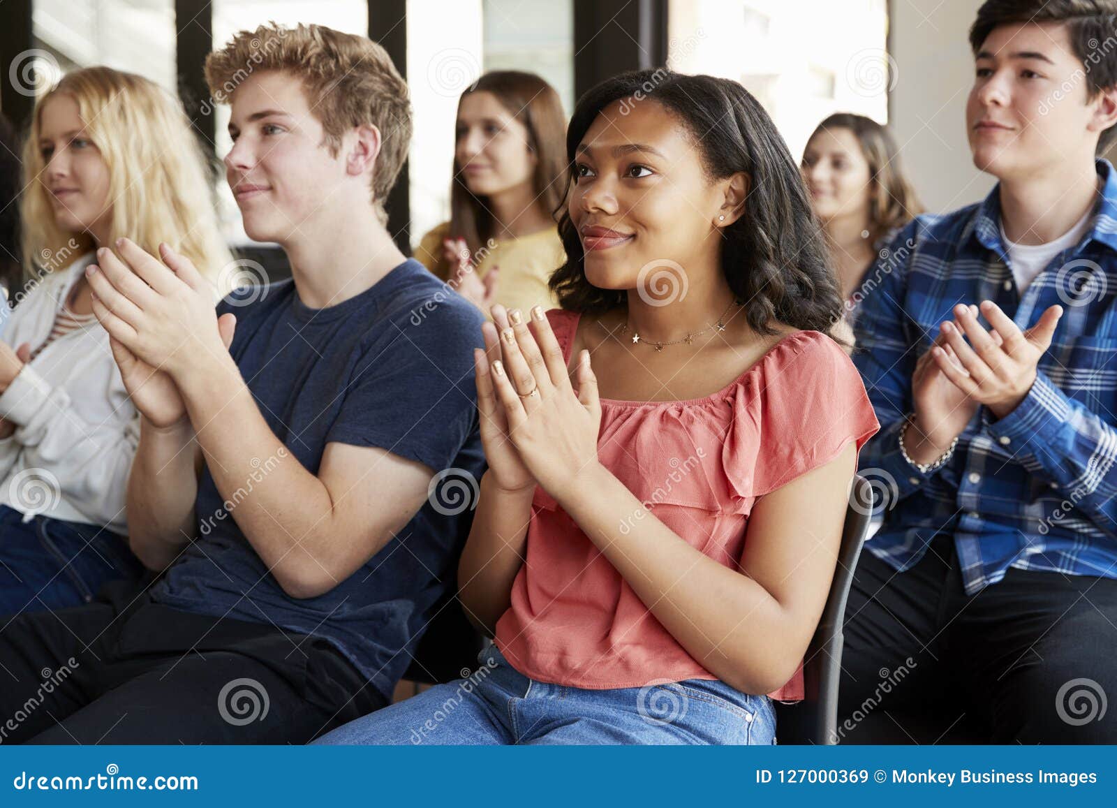 Group of High School Students Applauding Presentation Stock Image ...