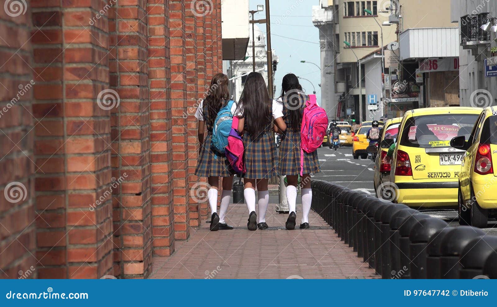 High School Students with Backpacks Walking on Sidewalk Editorial ...