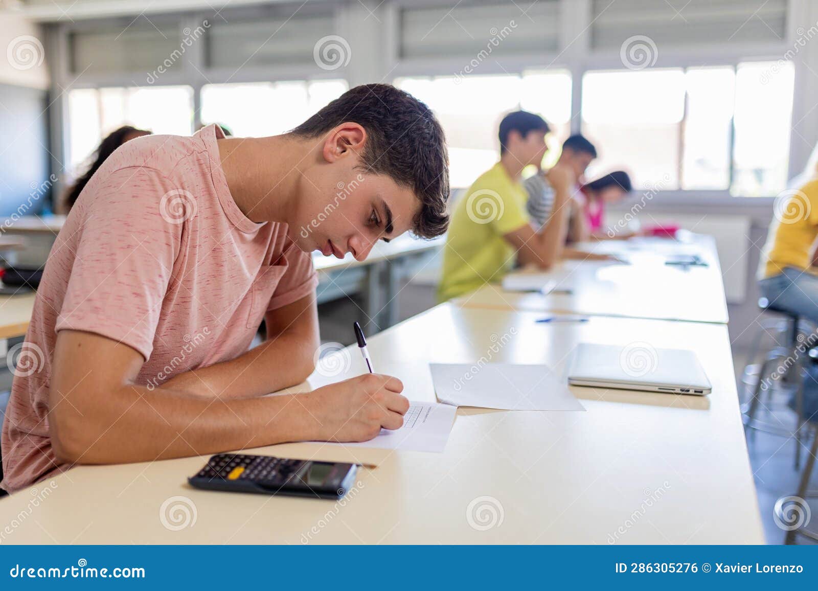 Group of High School Students Having Test Exam at Classroom Stock Photo ...