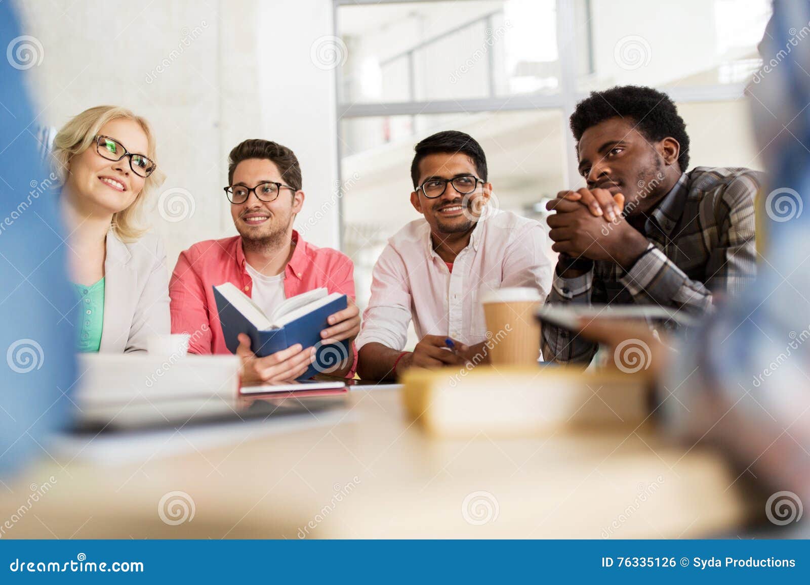 Group of High School Students Sitting at Table Stock Photo - Image of ...