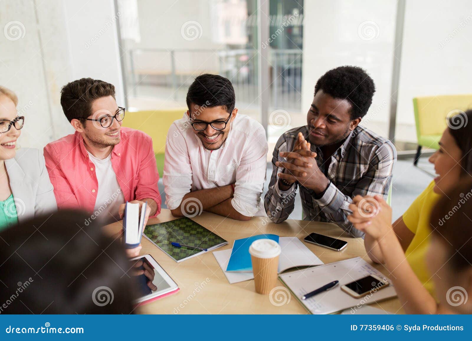 Group of High School Students Sitting at Table Stock Photo - Image of ...