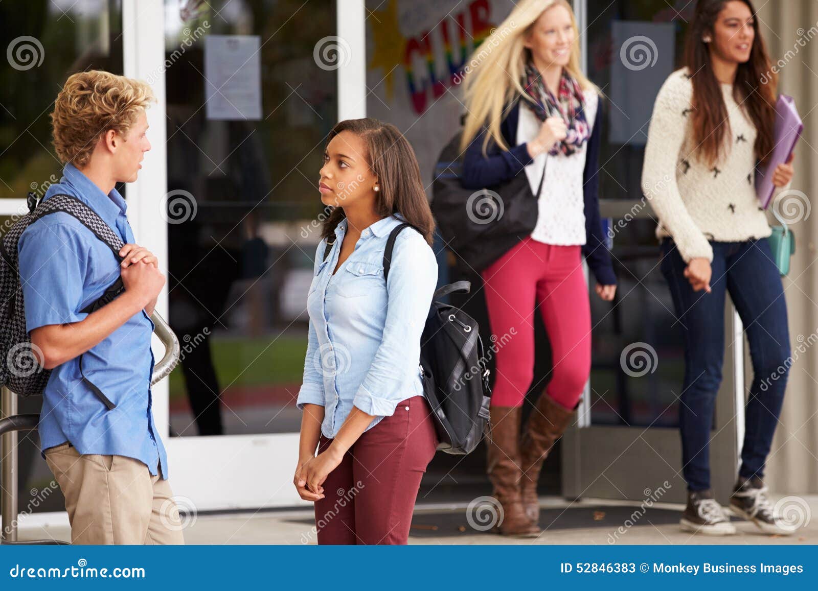 Group of High School Students Standing Outside Building Stock Image ...