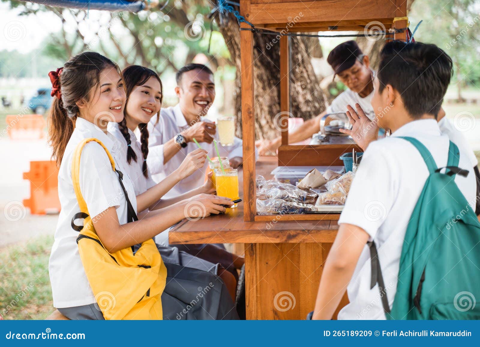 Group of High School Students Snacking when Going Home Stock Image ...