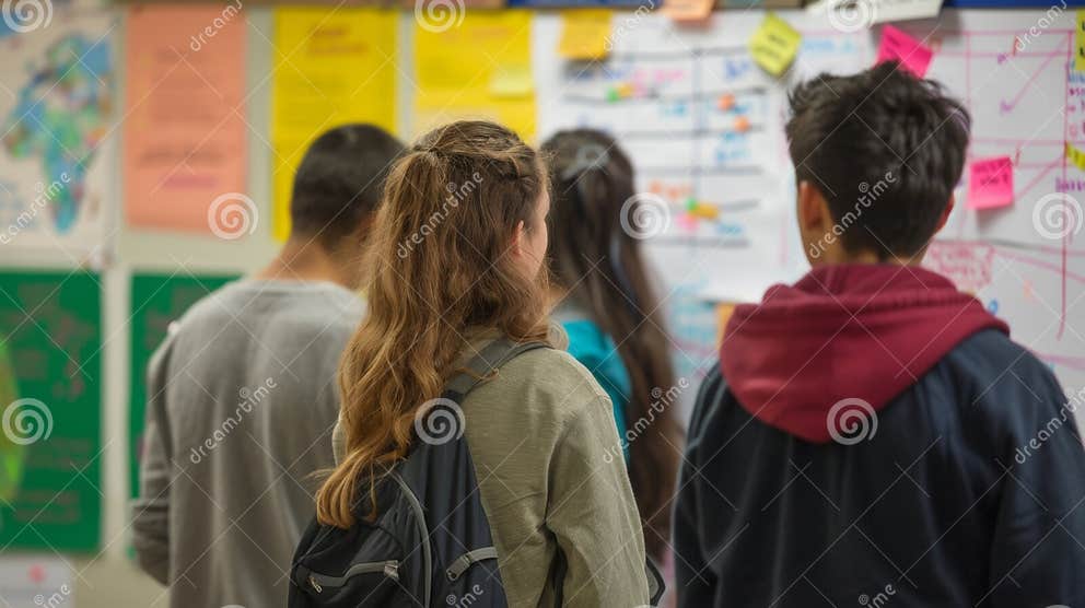 A Group of High School Students Work Collaboratively on a Group Project ...