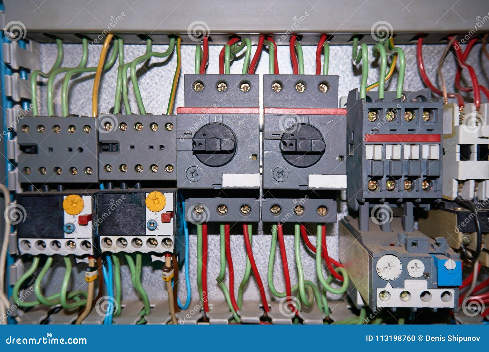 A Group of Electrical Relays with Connected Wires. Stock Photo - Image ...