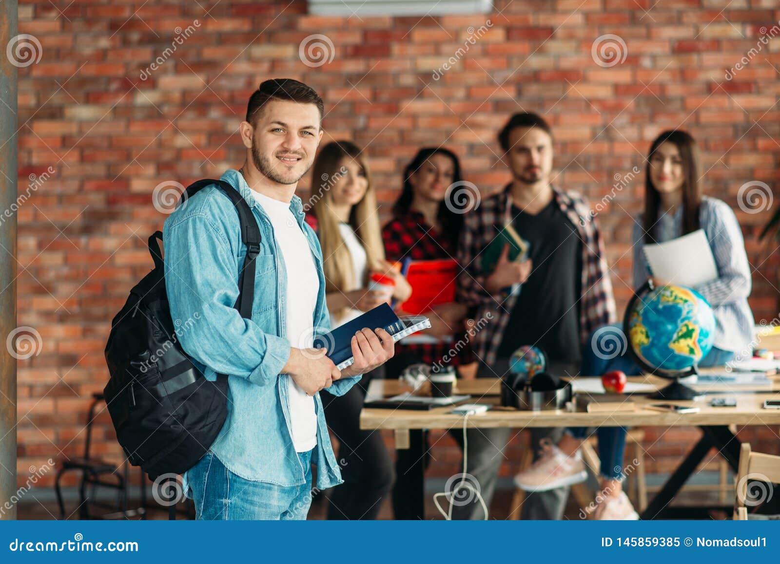 Highschool Students Messing In Class During Break Stock Photo ...