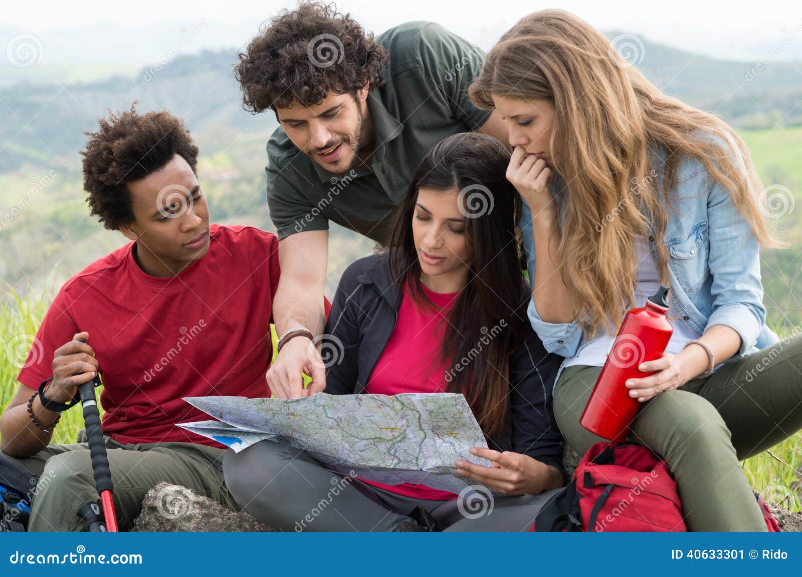 Group of Hikers Looking the Map Stock Image - Image of hiker ...