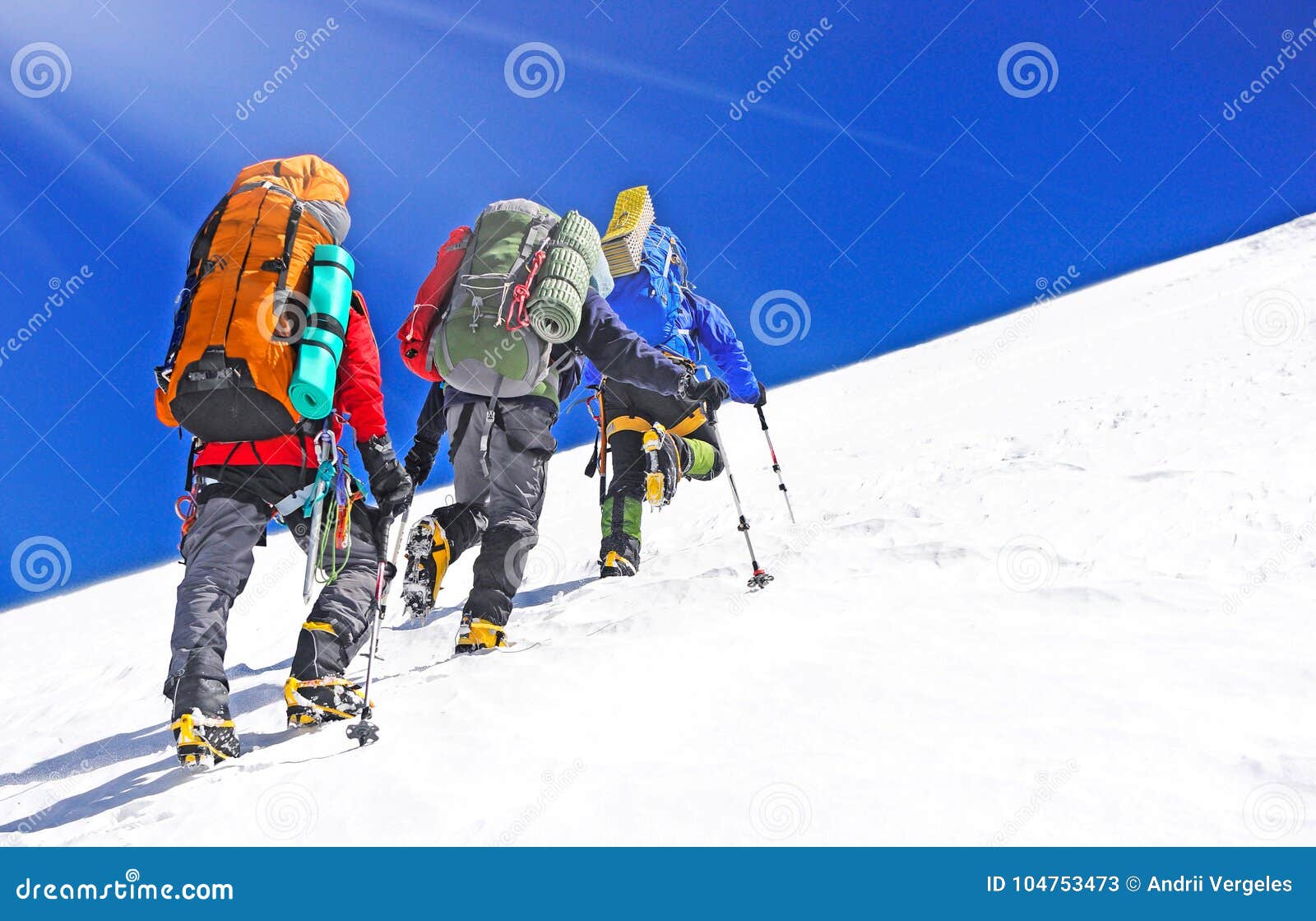 Group of Climbers Reaching the Summit Stock Image - Image of outdoors ...