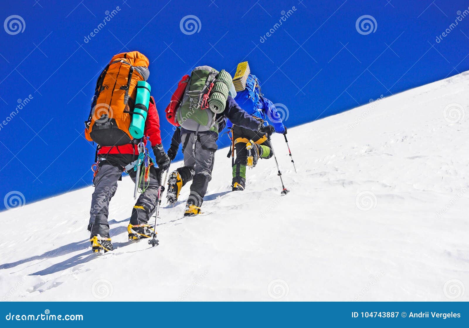 Group of Climbers Reaching the Summit Stock Image - Image of sport ...