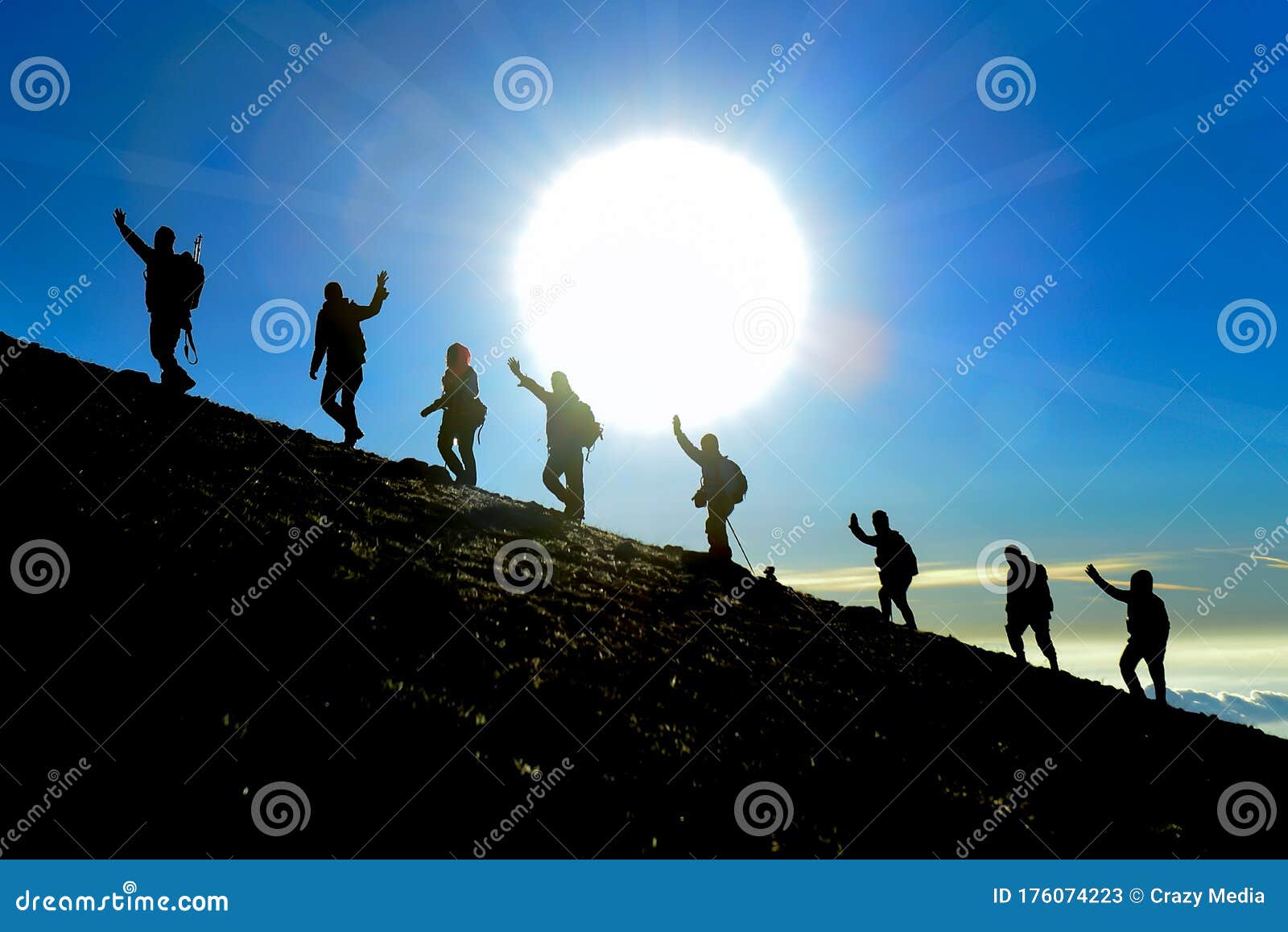 Group of Hikers on the Summit Climber Stock Image - Image of ambitious ...
