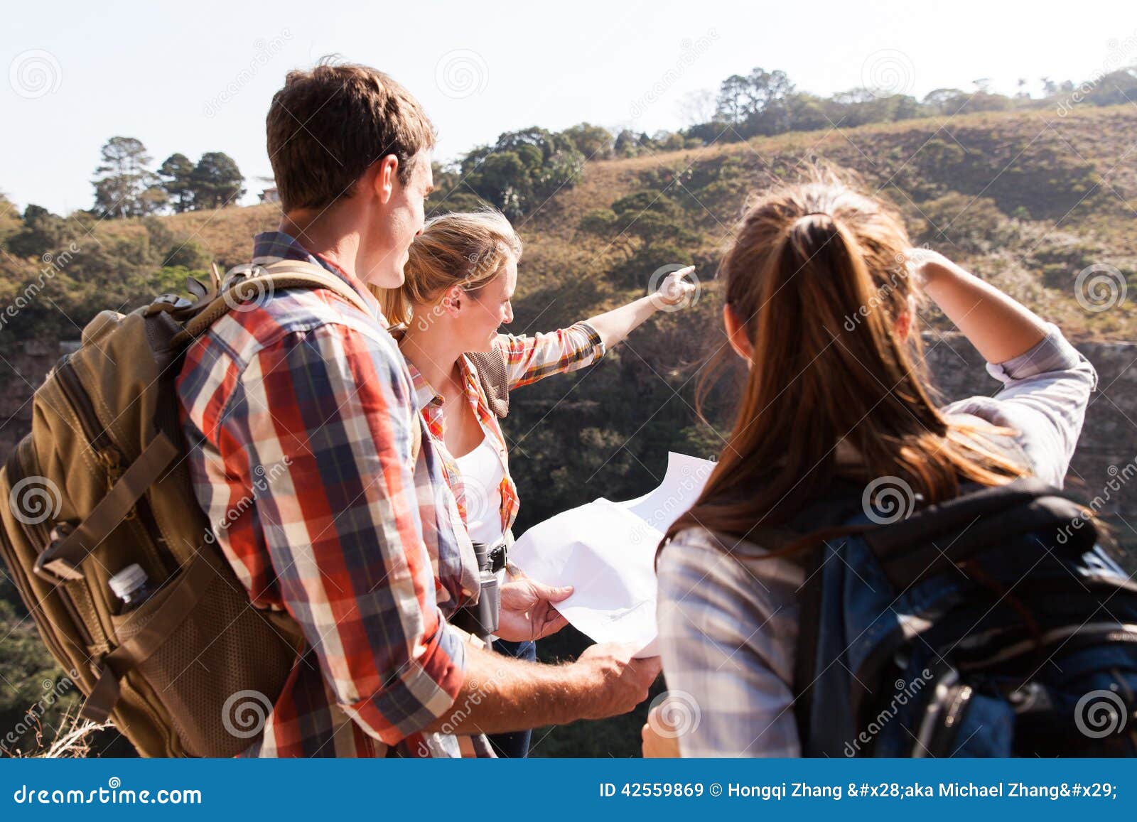 Group hikers top mountain stock image. Image of fall - 42559869