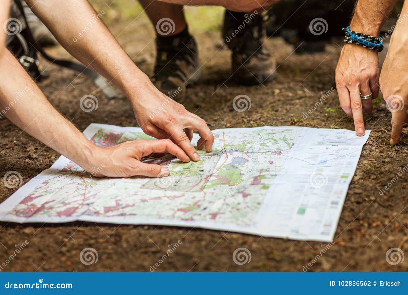 Navigating with Map and Compass Stock Photo - Image of exercise ...