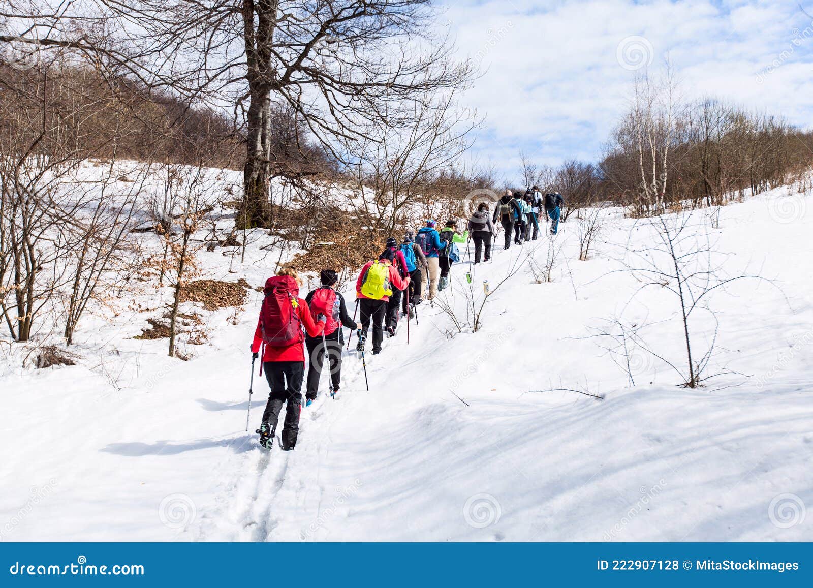 Group of Hikers Walking on the Hike Trail on Snow Editorial Stock Photo ...