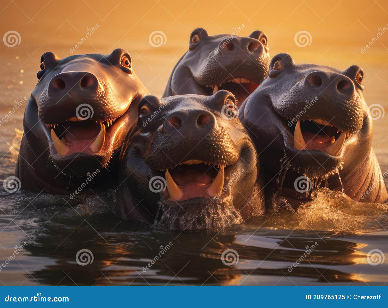 A group of hippos stock illustration. Illustration of wilderness ...