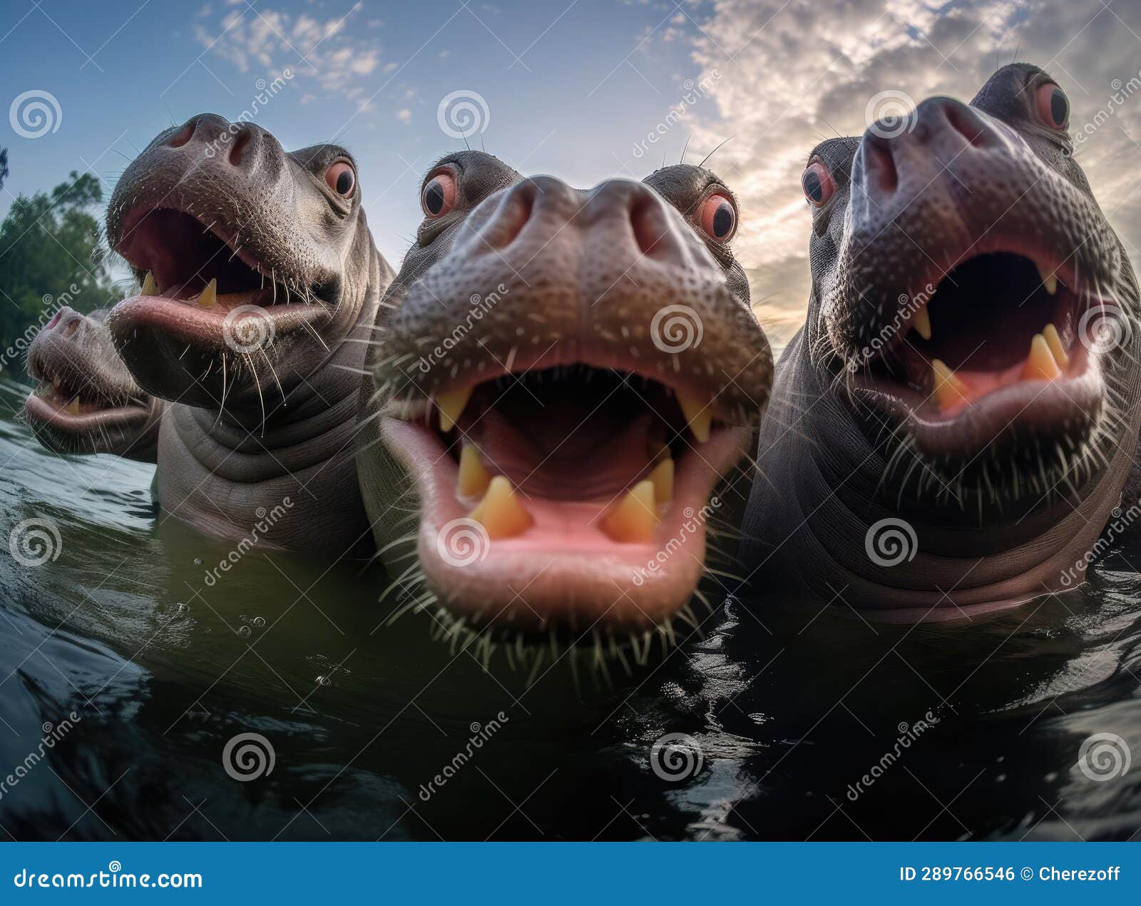 A group of hippos stock illustration. Illustration of life - 289766546